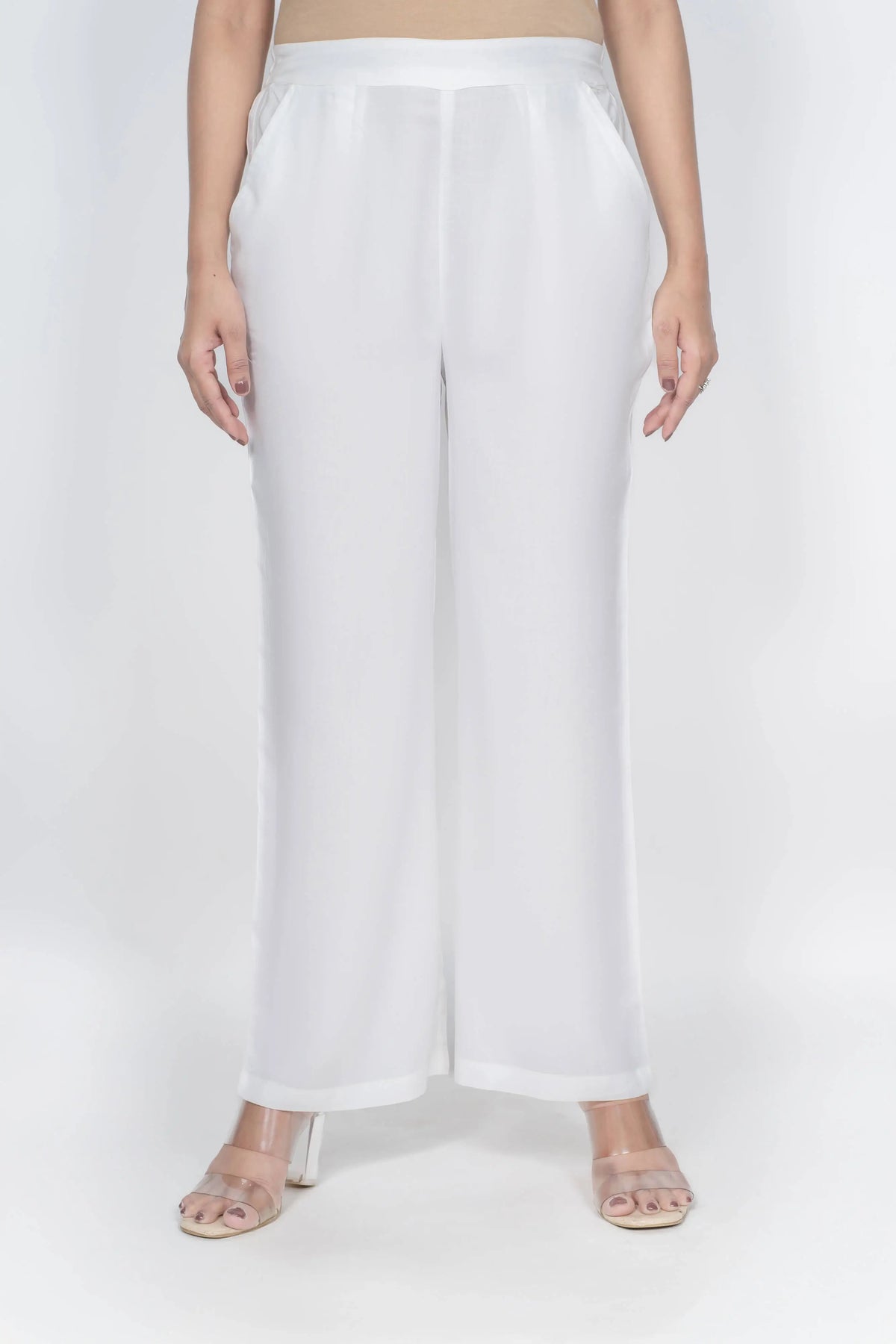 White Solid Palazzo – Aruwa Fashion