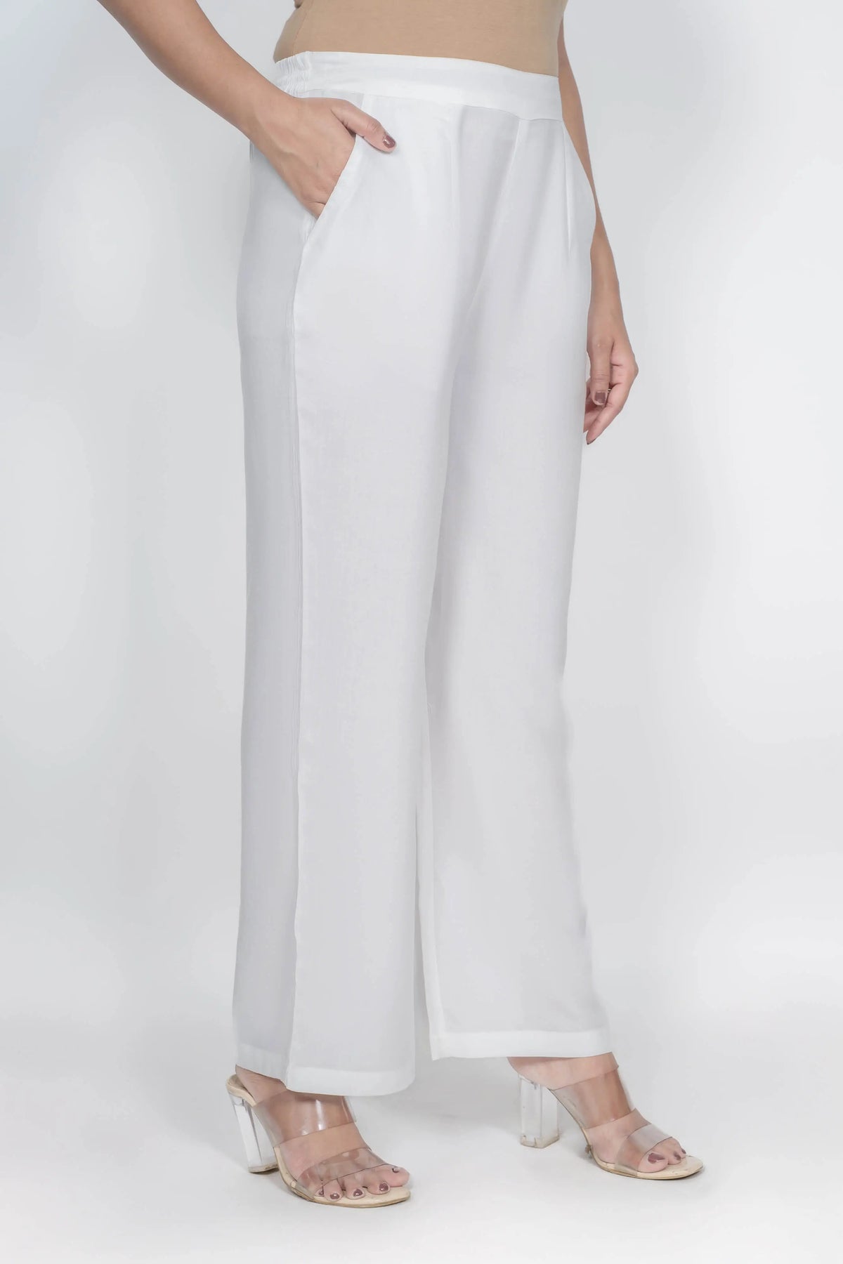 White Solid Palazzo – Aruwa Fashion